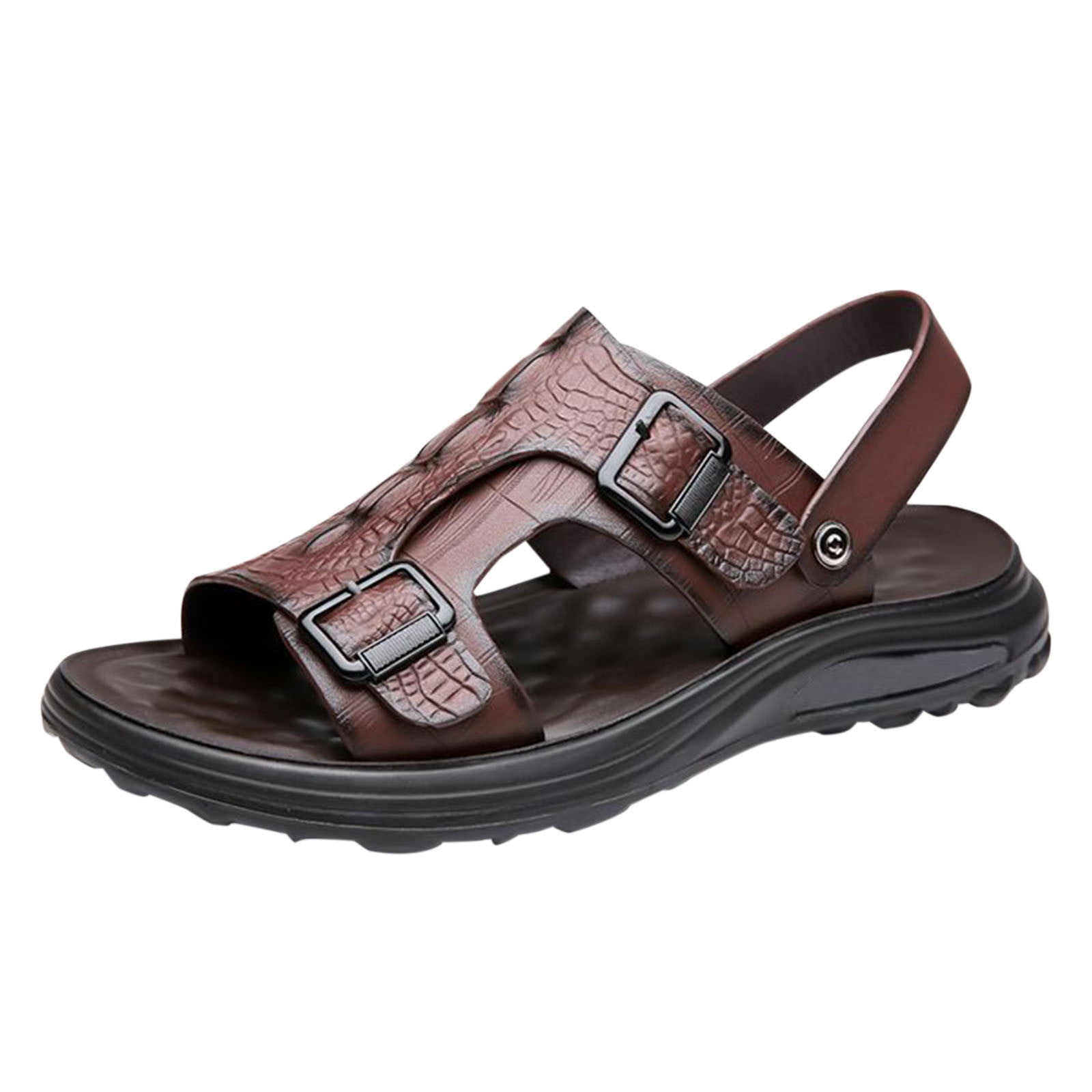 Brown Men'S Comfort Slides Feature A Single-Piece Design Textured ...