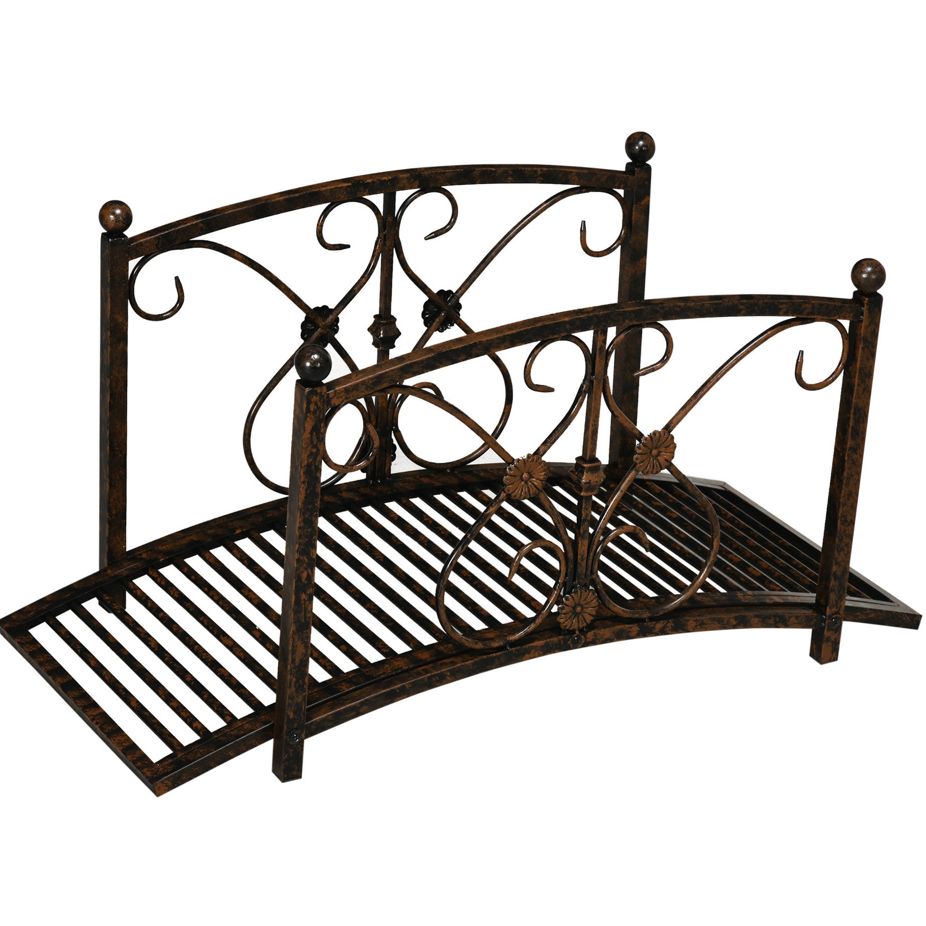 Brown Metal Arch Bridge | Adds Antique Flair to Walkway | Weatherproof ...