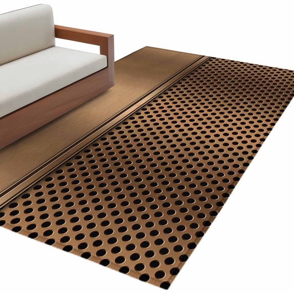 Brown Metal Hole Area Rug 3x5 Washable Rug Non Slip Modern Copper Net ...