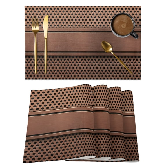 Brown Metal Hole Placemats Set of 12 Copper Net Eye Hole Pattern Place ...