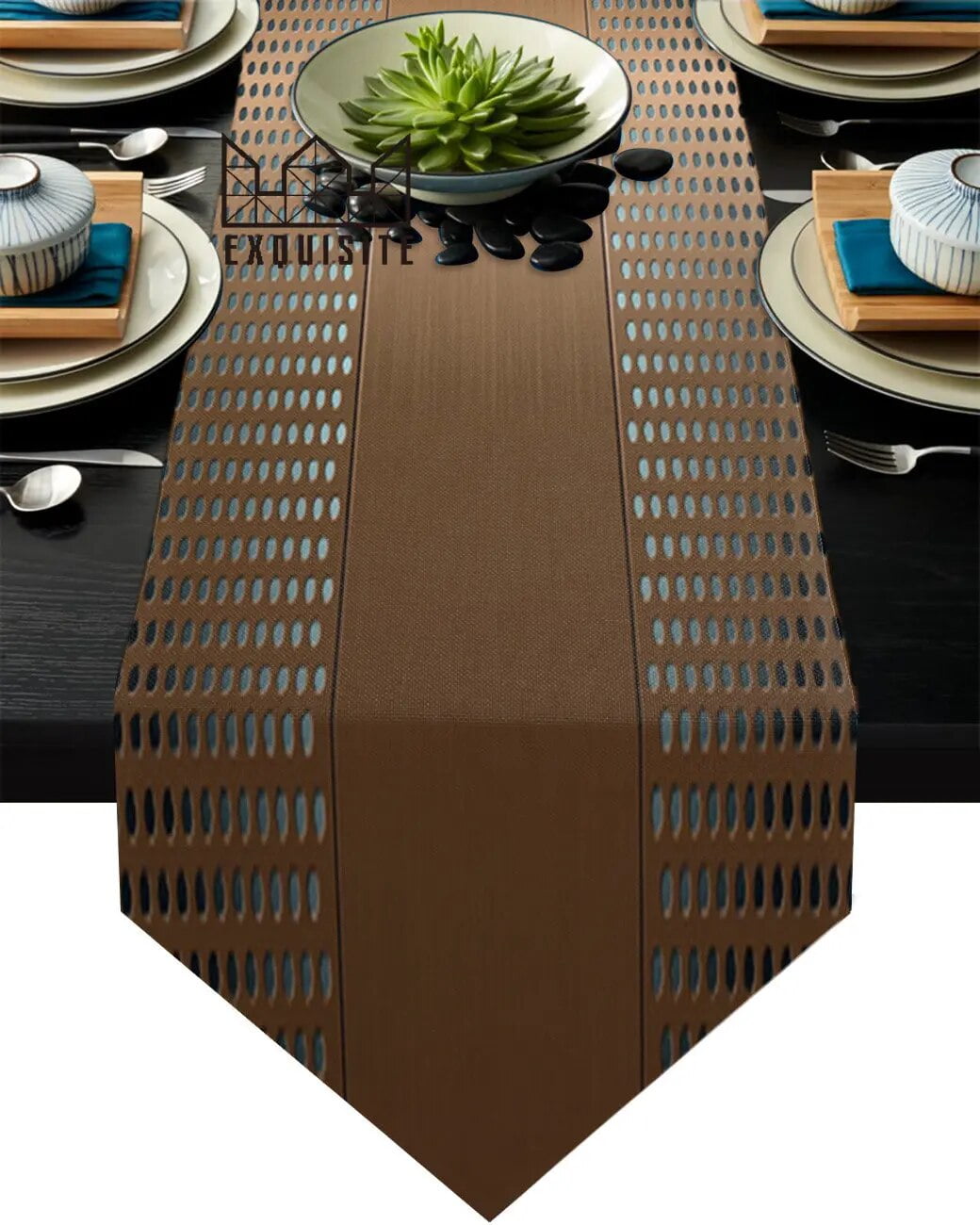 Brown Metal Texture Table Runner Country Wedding Decoration Tablecloth ...