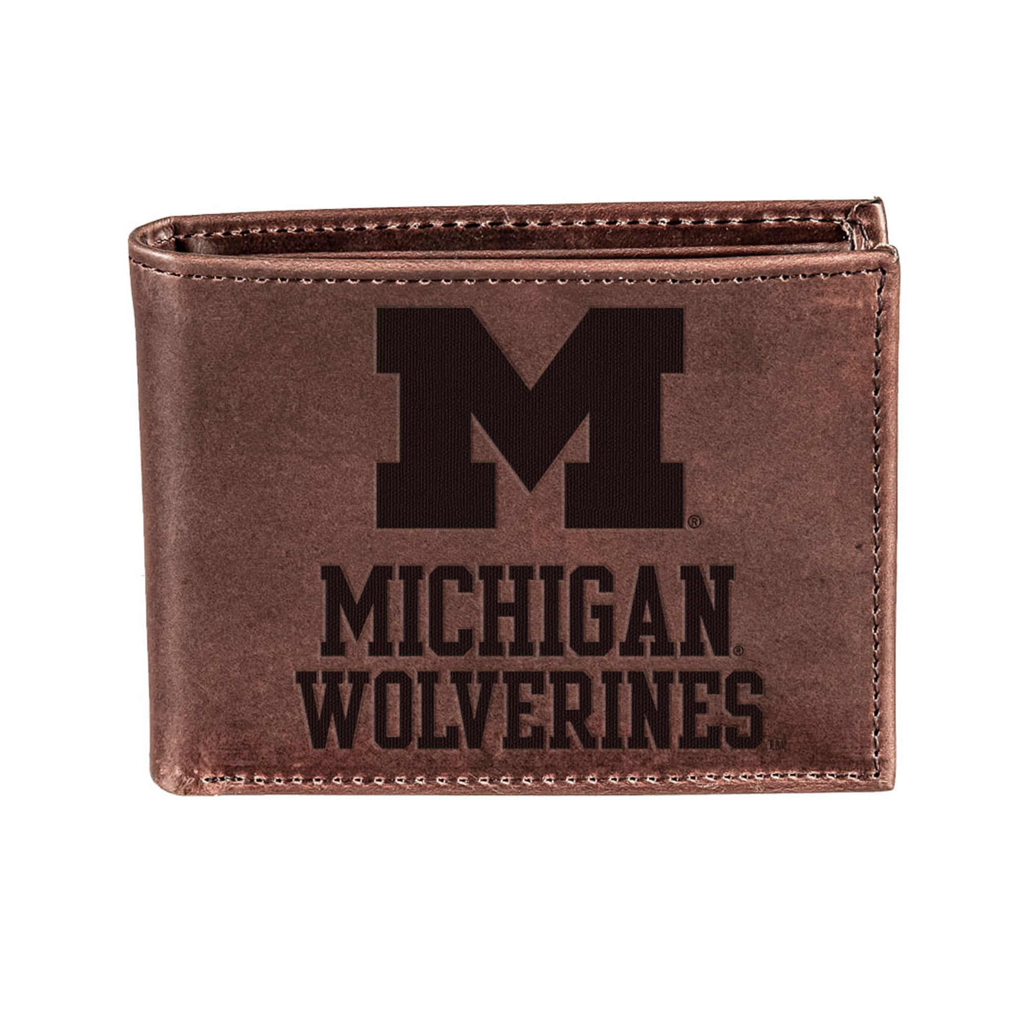 Brown Michigan Wolverines Bifold Leather Wallet - Walmart.com
