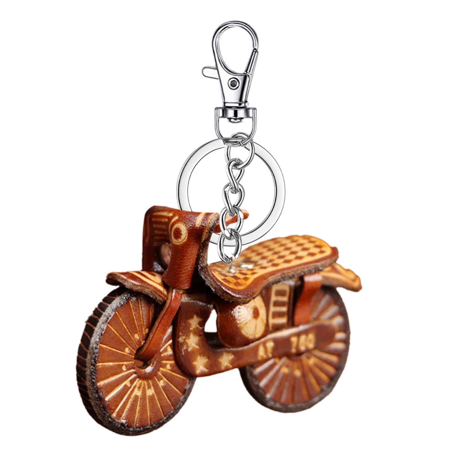 Brown Mini Motorcycle Shaped Keychain Made Of Cowhide And Metal ...