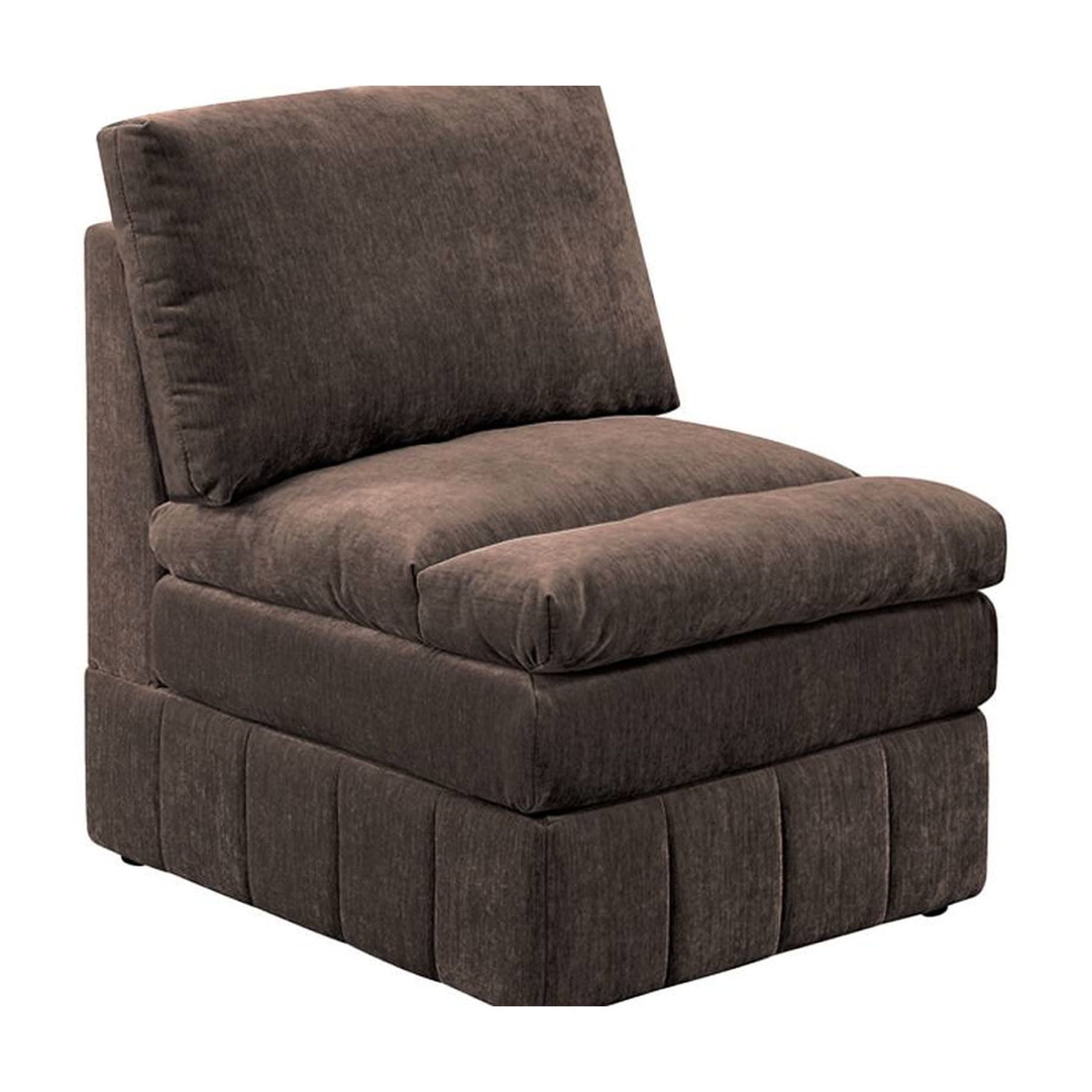 Brown Mix Suede Armless Chair, 35" Height, Triple Layer Design ...