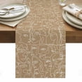 Brown Modern Art Cotton Linen Table Runner White Abstract Line Human ...