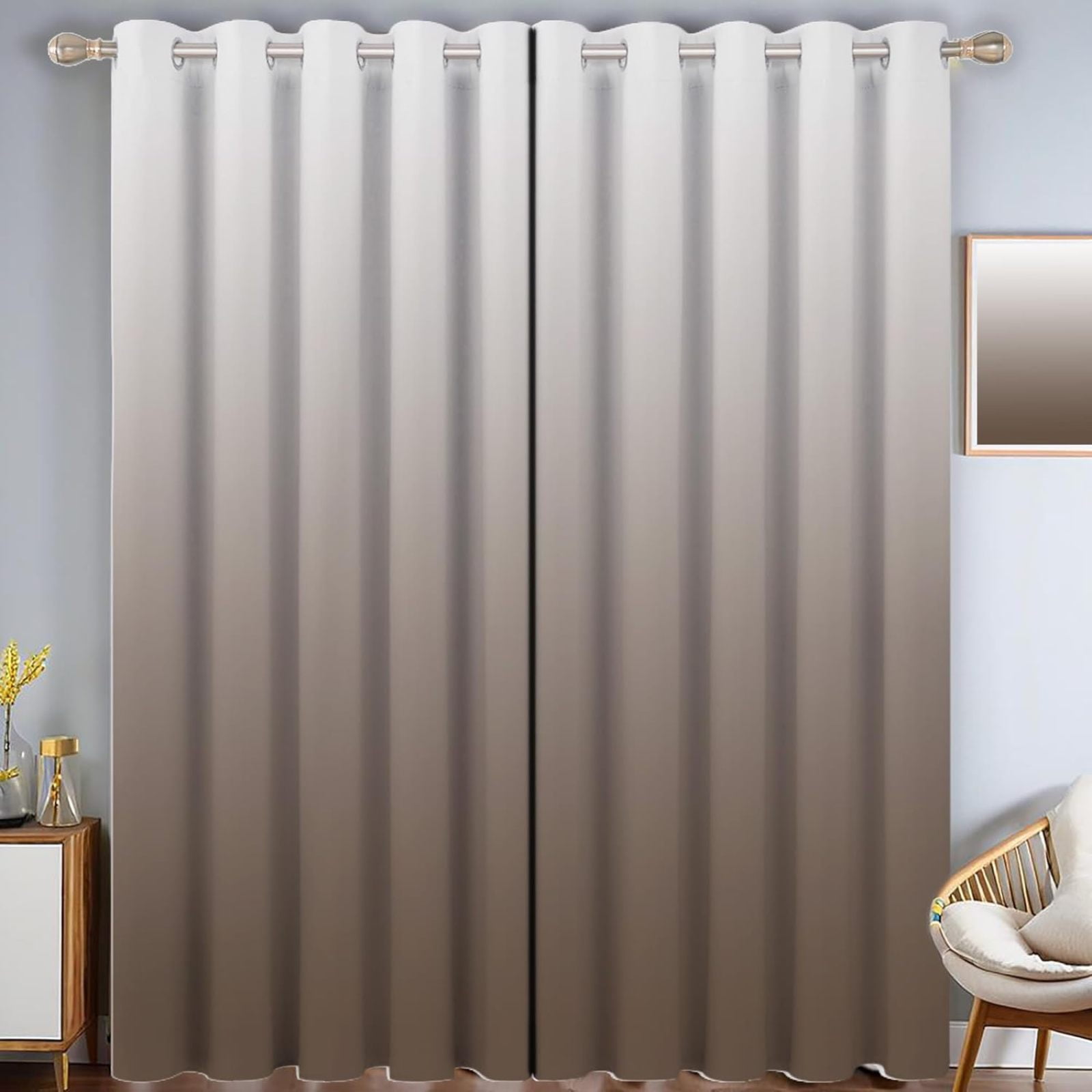 Brown Modern Design Blackout Curtains 2 Panels Gradient Background ...