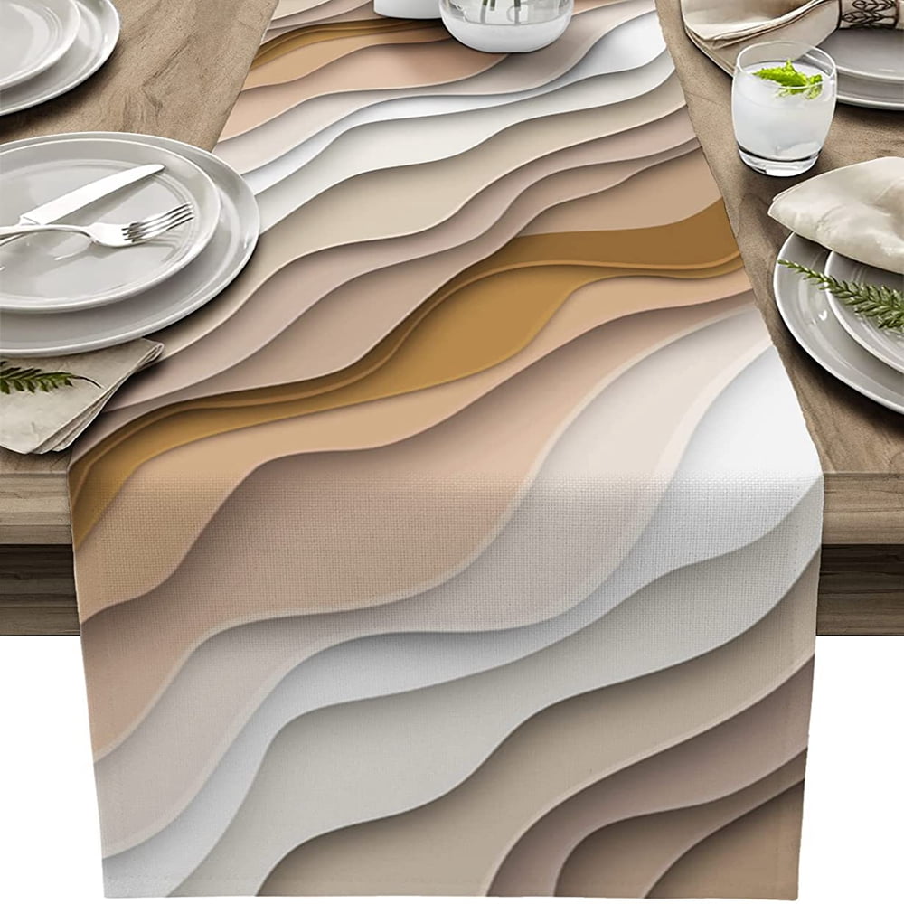 Brown Modern Geometric Dining Table Runners Abstract Beach Decor for ...