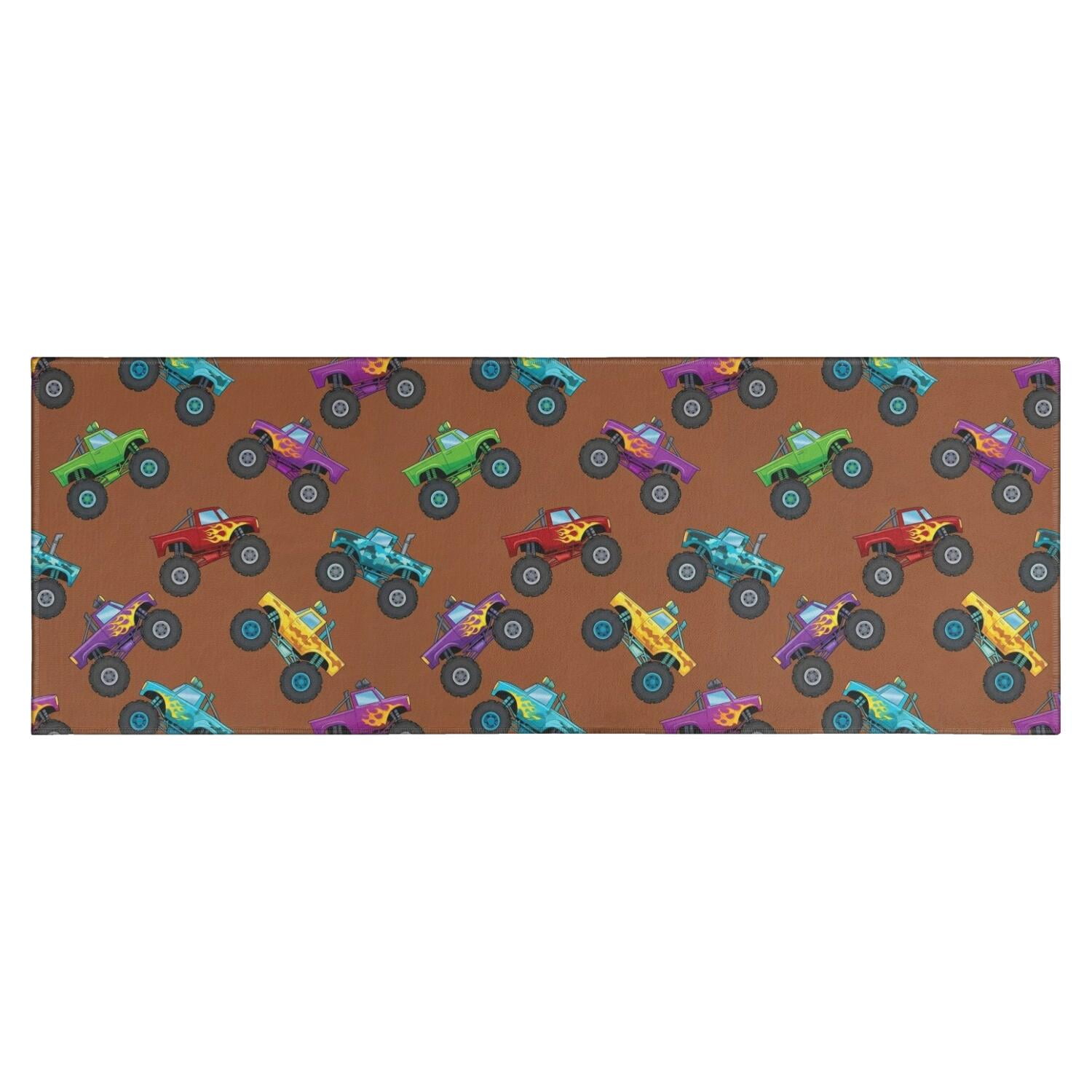 Brown Monster Cartoon Trucks Colorful Pattern Kitchen Rug Mat,Kitchen ...