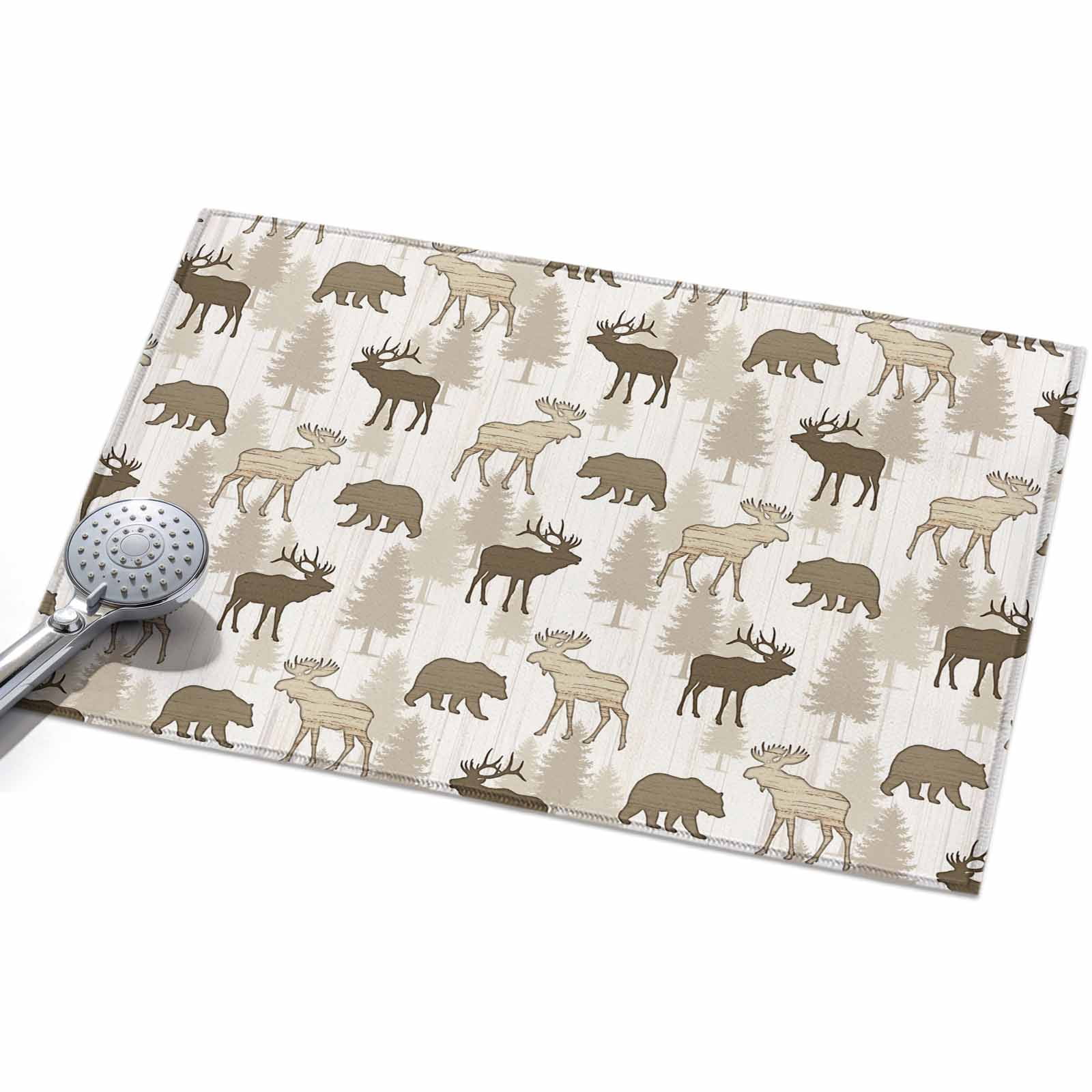 Brown Moose Bears Entryway Rug 2x3ft Washable Non Slip Bathroom Rug Low ...