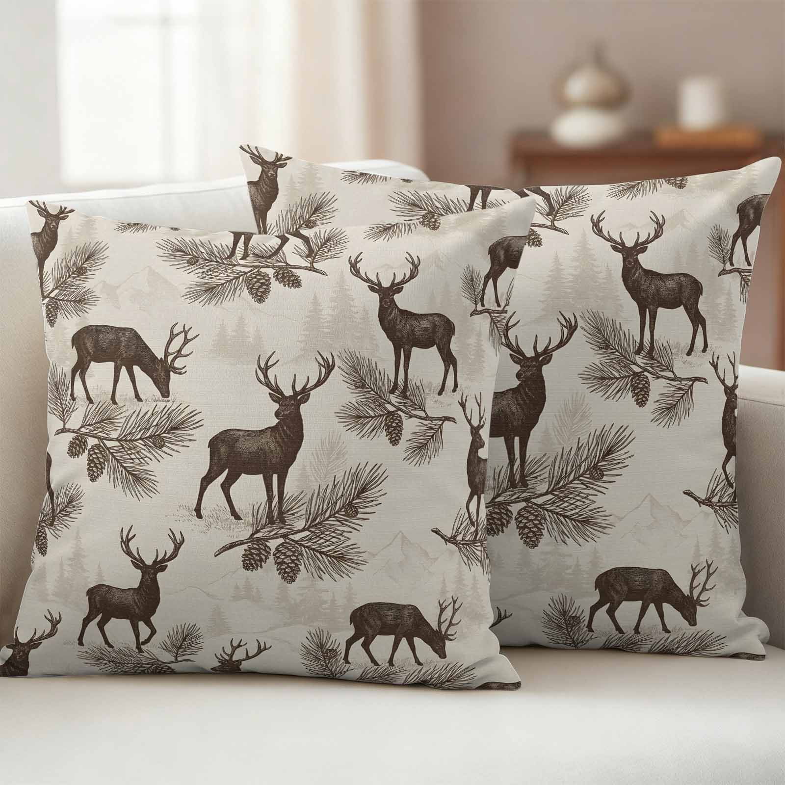 Brown Moose Outdoor Waterproof Throw Pillow Covers 20x20 Set of 2 ...
