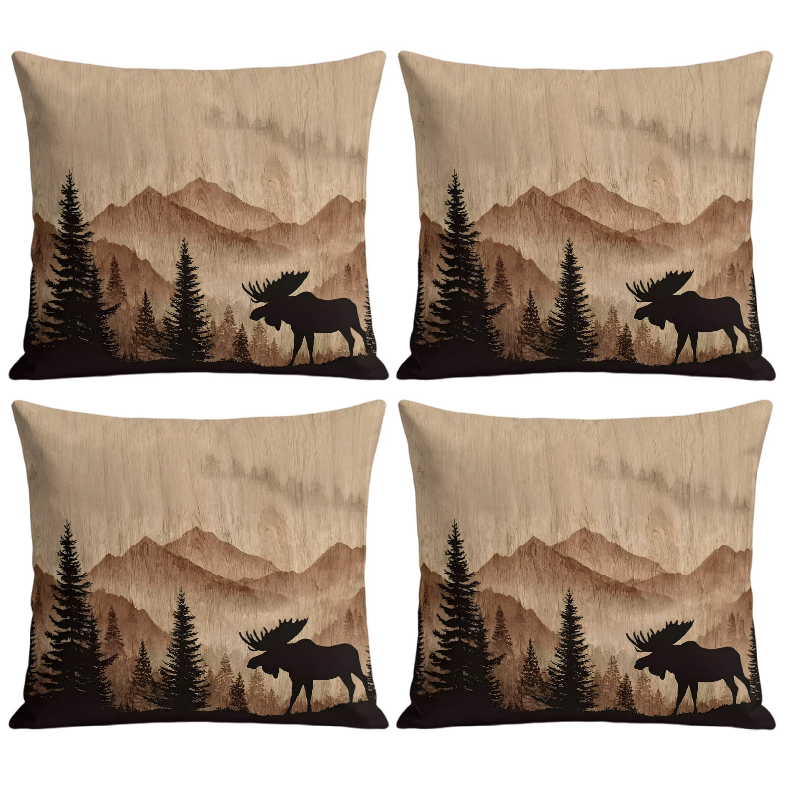 Brown Moose Silhouette Throw Pillow Covers 16 x 16 Inch Pillow Covers ...