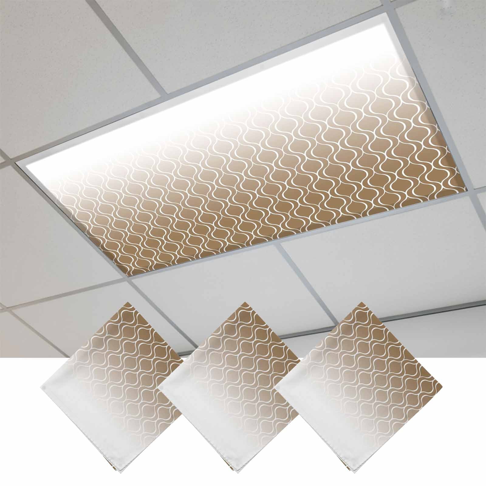 Brown Moroccan Abstract Magnetic Fluorescent Light Covers for Ceiling ...