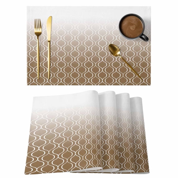 Brown Moroccan Abstract Placemats Set of 8 Geometric Gradient Modern ...
