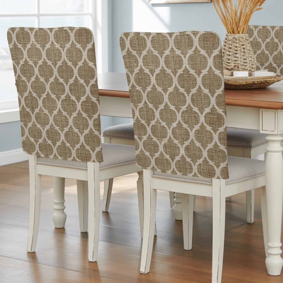 Brown Moroccan Chair Back Covers, Morocco Retro Abstract Quatrefoil ...