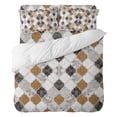 Brown Moroccan Plaid Bedding Duvet Cover Set Twin Size 4 Pieces, Modern ...