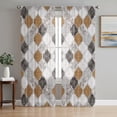 Brown Moroccan Plaid Sheer Curtains for Living Room Bedroom, Modern ...