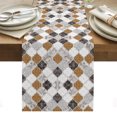 Brown Moroccan Plaid Table Runner, Modern Abstract Exotic Geometric ...