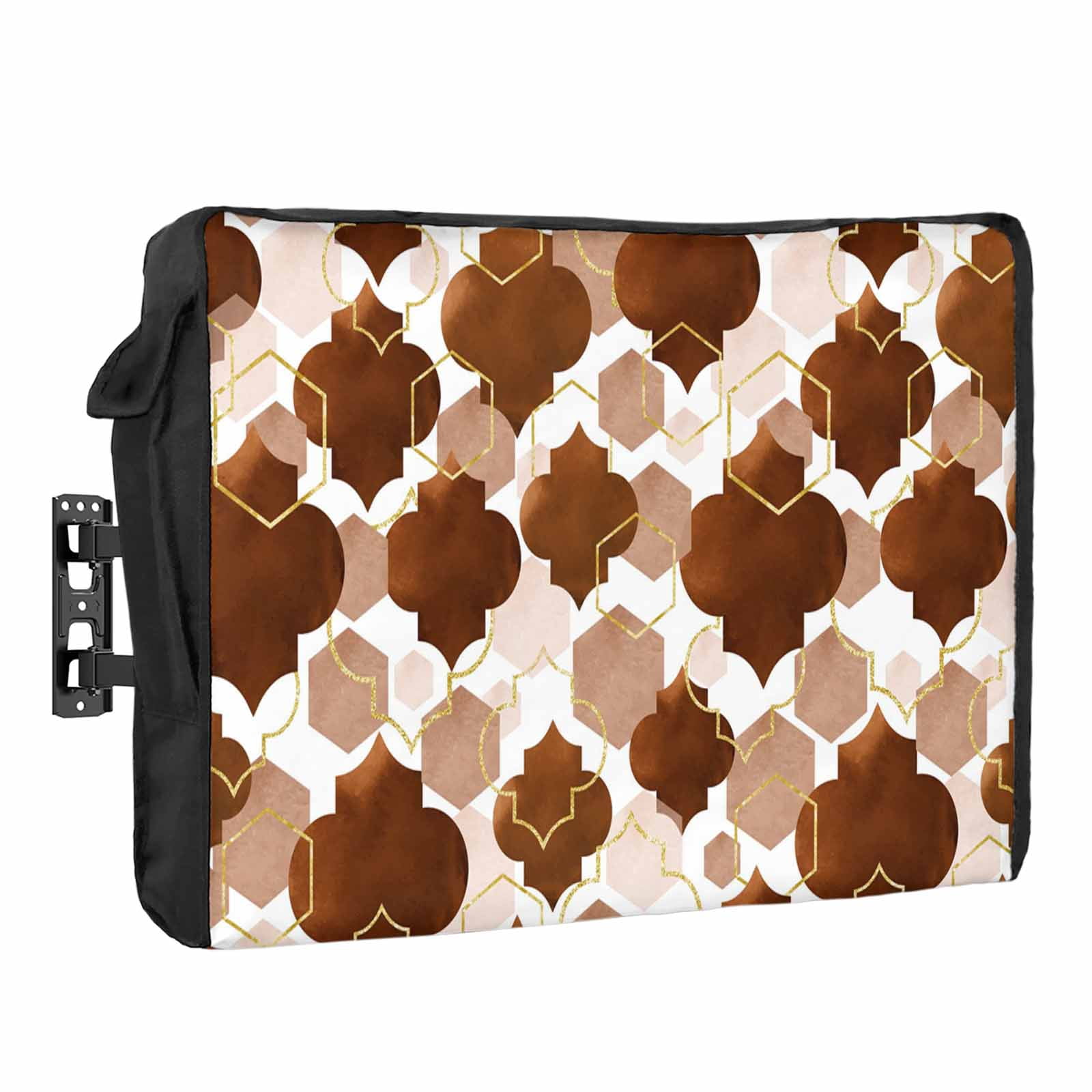 Brown Moroccan Waterproof Outdoor TV Cover, Abstract Gradient Gold ...
