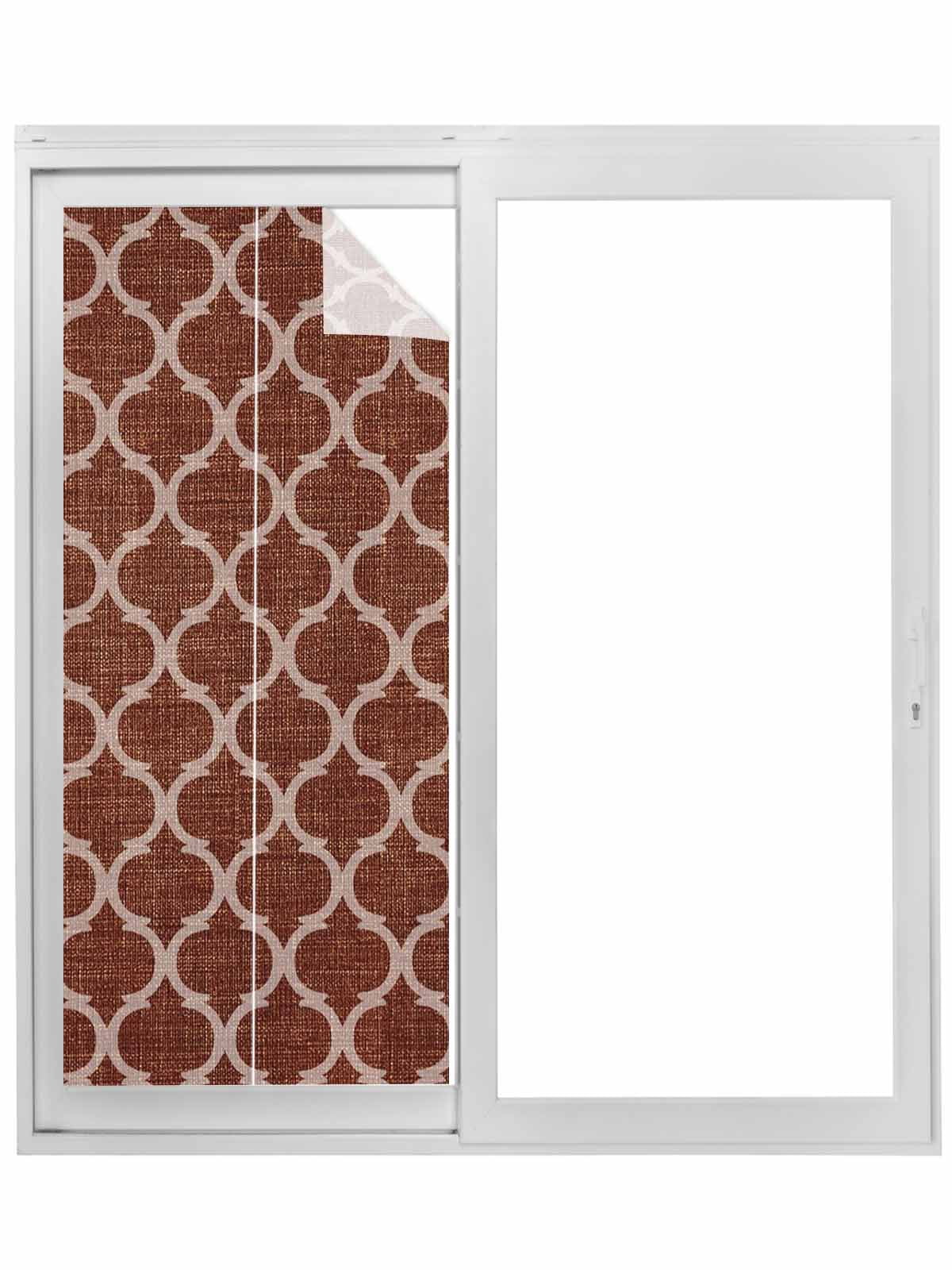 Brown Moroccan Window Privacy Film, Morocco Abstract Quatrefoil ...