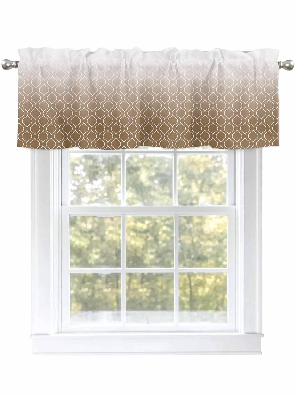 Brown Morocco Valances for Windows, Rod Pocket Kitchen Valance Curtains ...