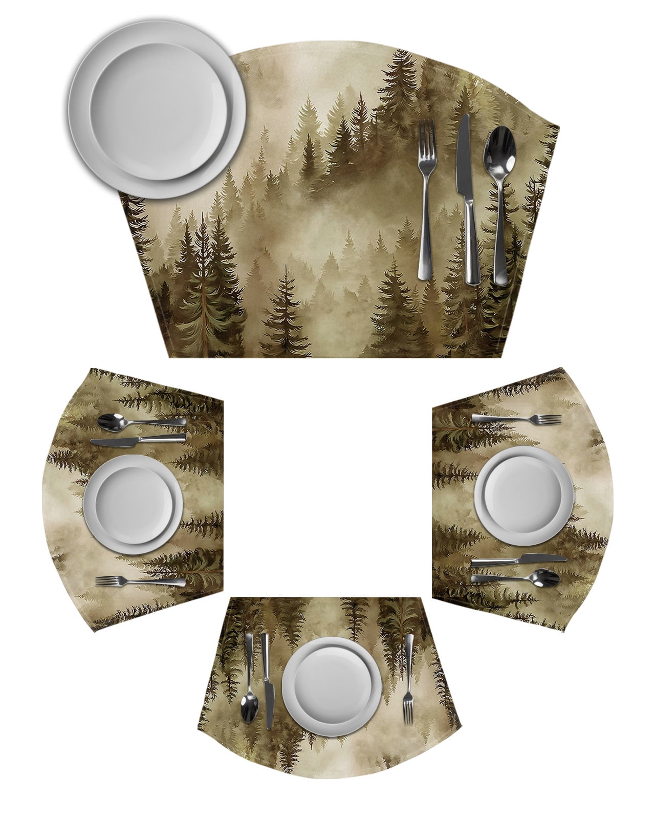 Brown Mountain Round Table Placemats Set of 2 Wedge Placemats, Misty ...