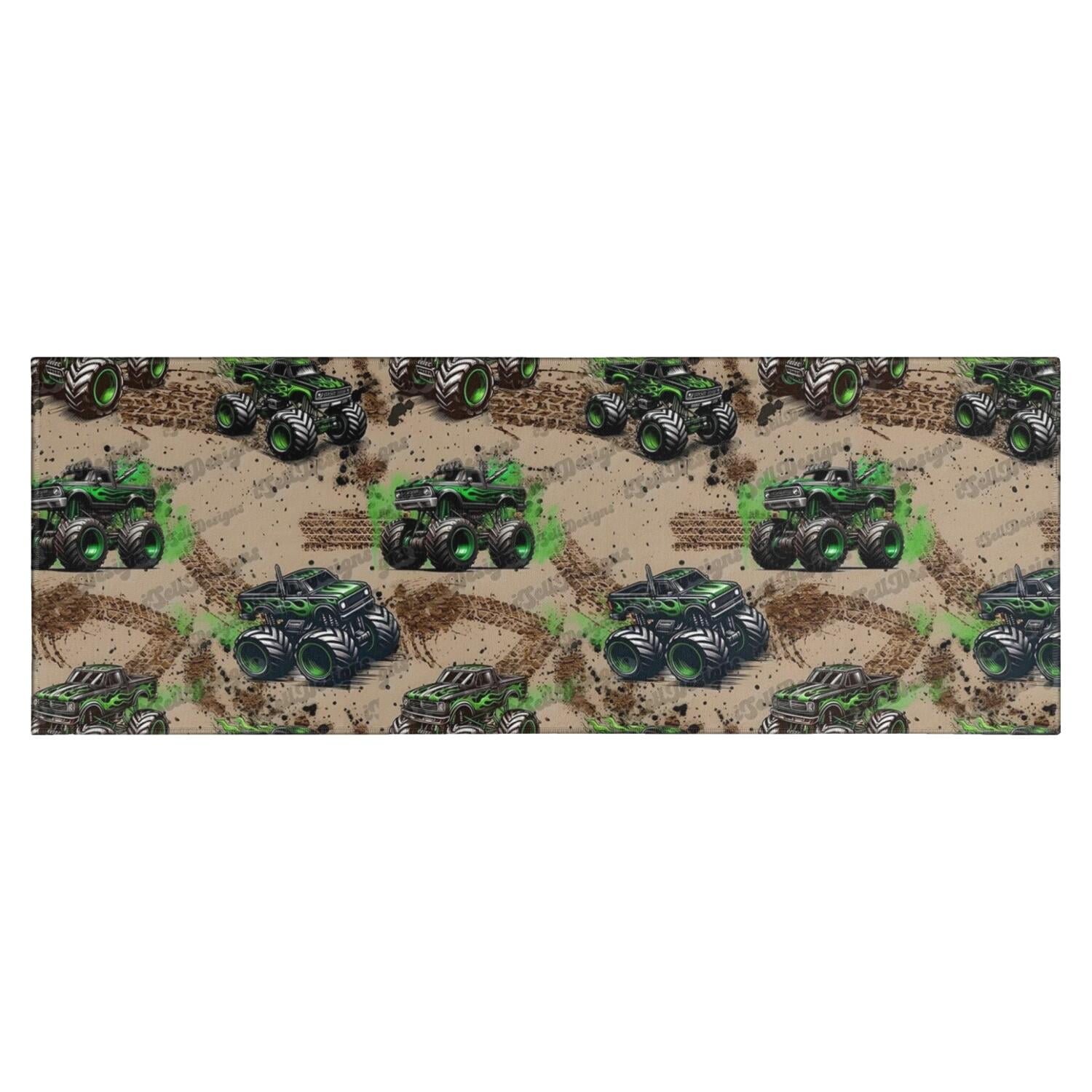 Brown Mud Monster Cartoon Trucks Pattern Kitchen Rug Mat,Kitchen Runner ...