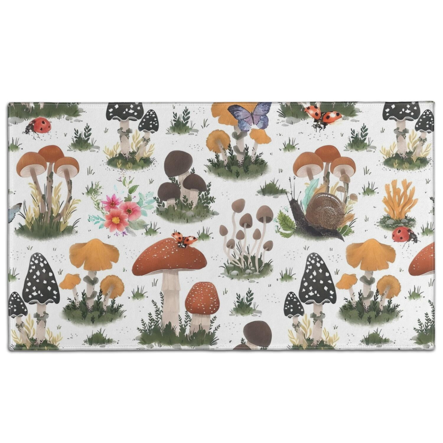 Brown Mushroom Bug White Pattern Door Rugs,Washable Non Slip Door Mats ...