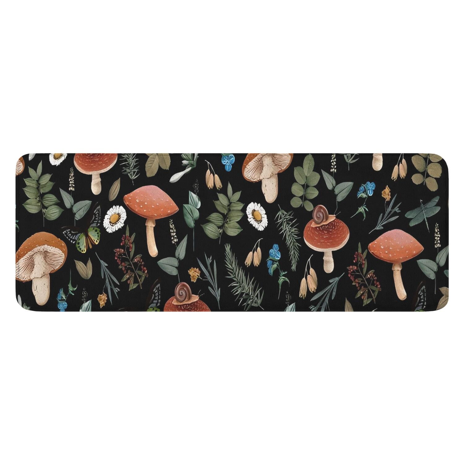 Brown Mushroom Daisy Black Pattern Kitchen Rug Mat,Kitchen Runner Rugs ...