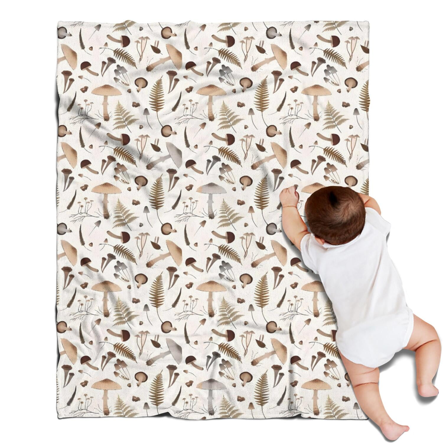 Brown Mushroom Fern Light Pattern Blanket,Comfortable Soft Flannel ...
