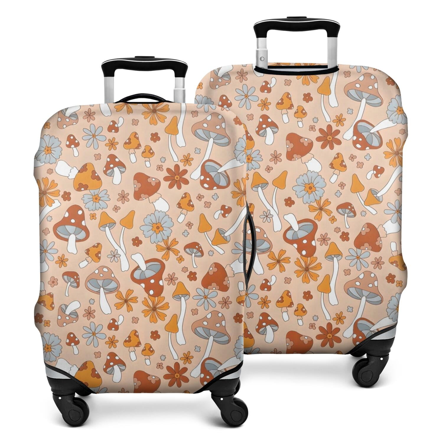 Brown Mushroom Flower Beige Pattern Luggage Cover Fashion Suitcase ...