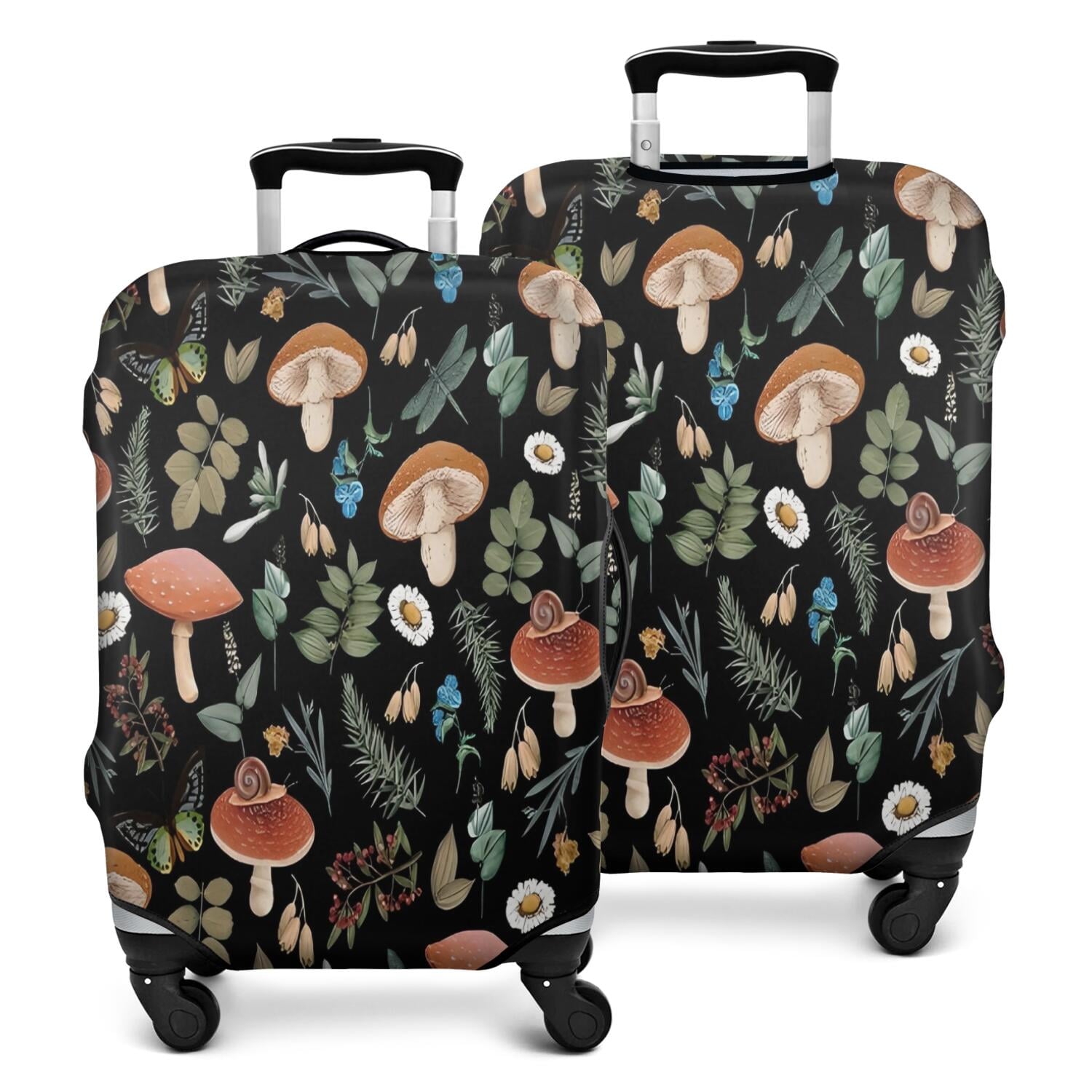 Brown Mushroom Flower Black Pattern Luggage Cover Fashion Suitcase ...