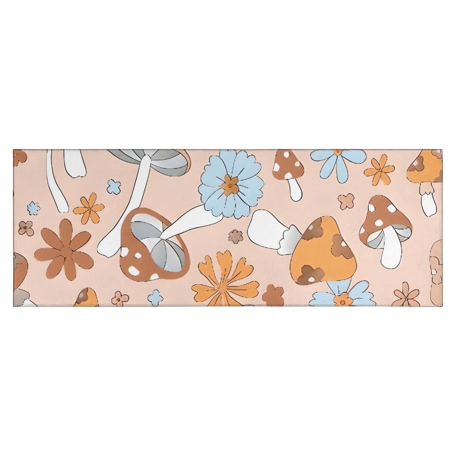 Brown Mushroom Flower Light Pattern Kitchen Rug Mat,Kitchen Runner Rugs ...