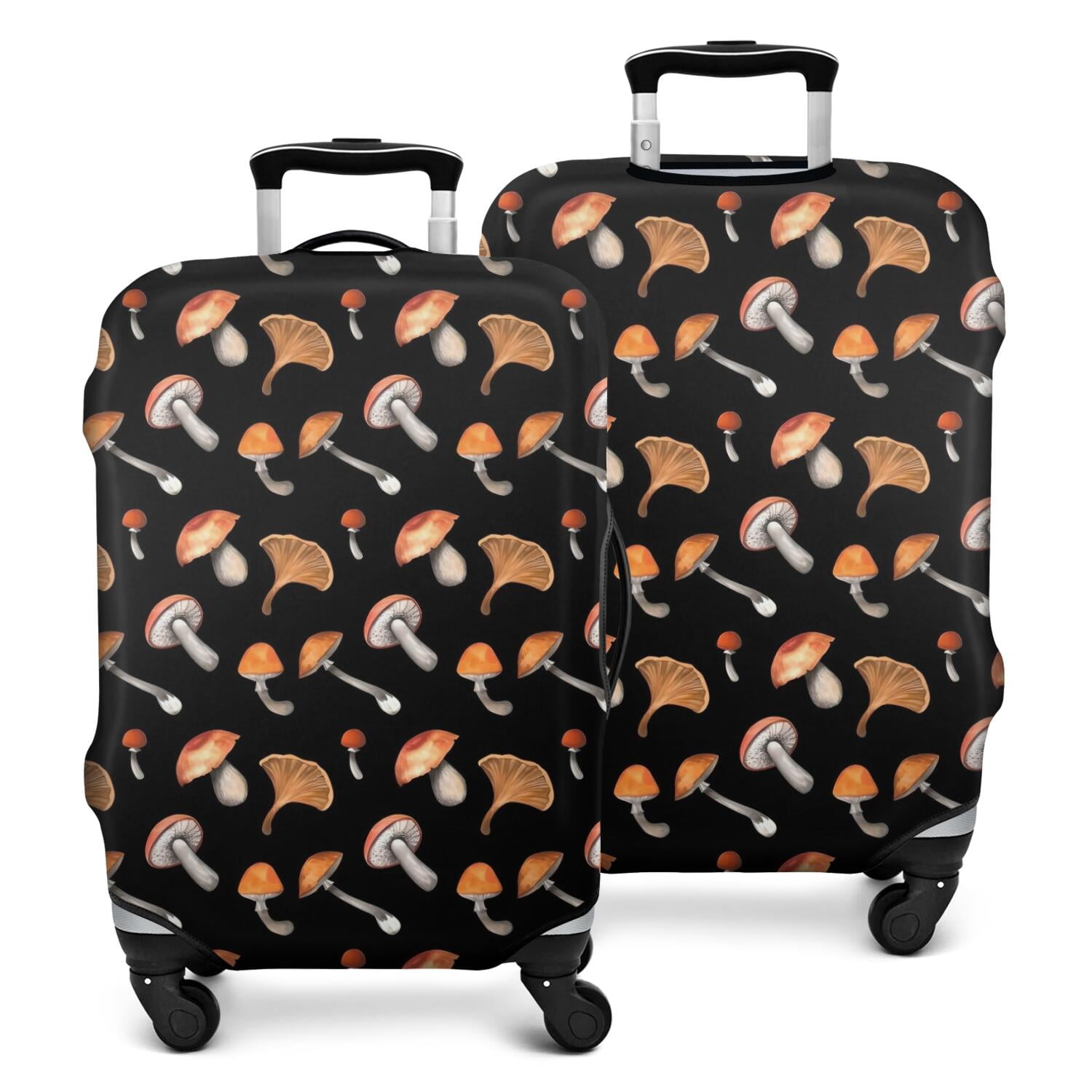 Brown Mushroom Pattern Black Pattern Luggage Cover Fashion Suitcase ...
