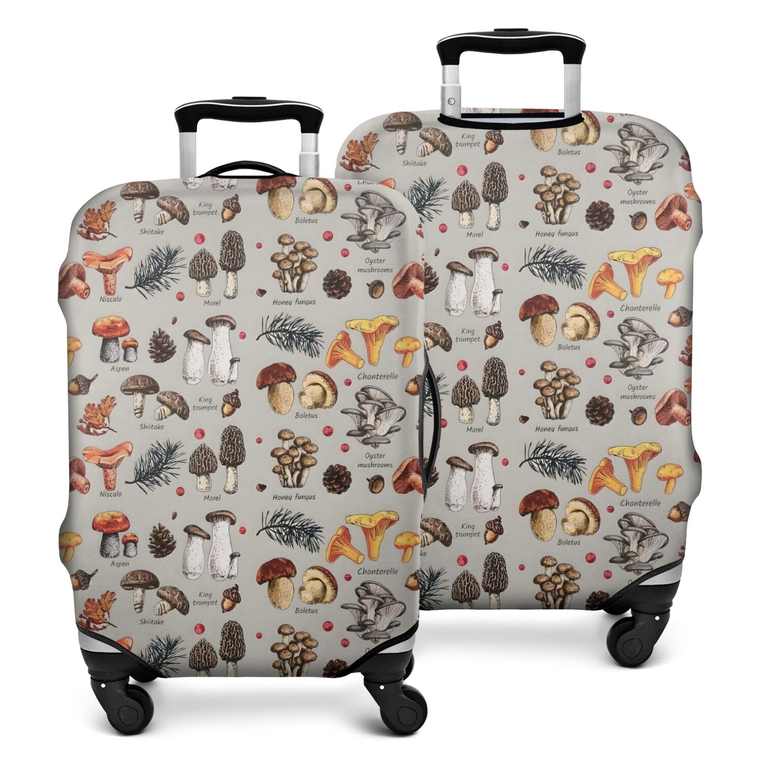 Brown Mushroom Pinecone Grey Pattern Luggage Cover Fashion Suitcase ...