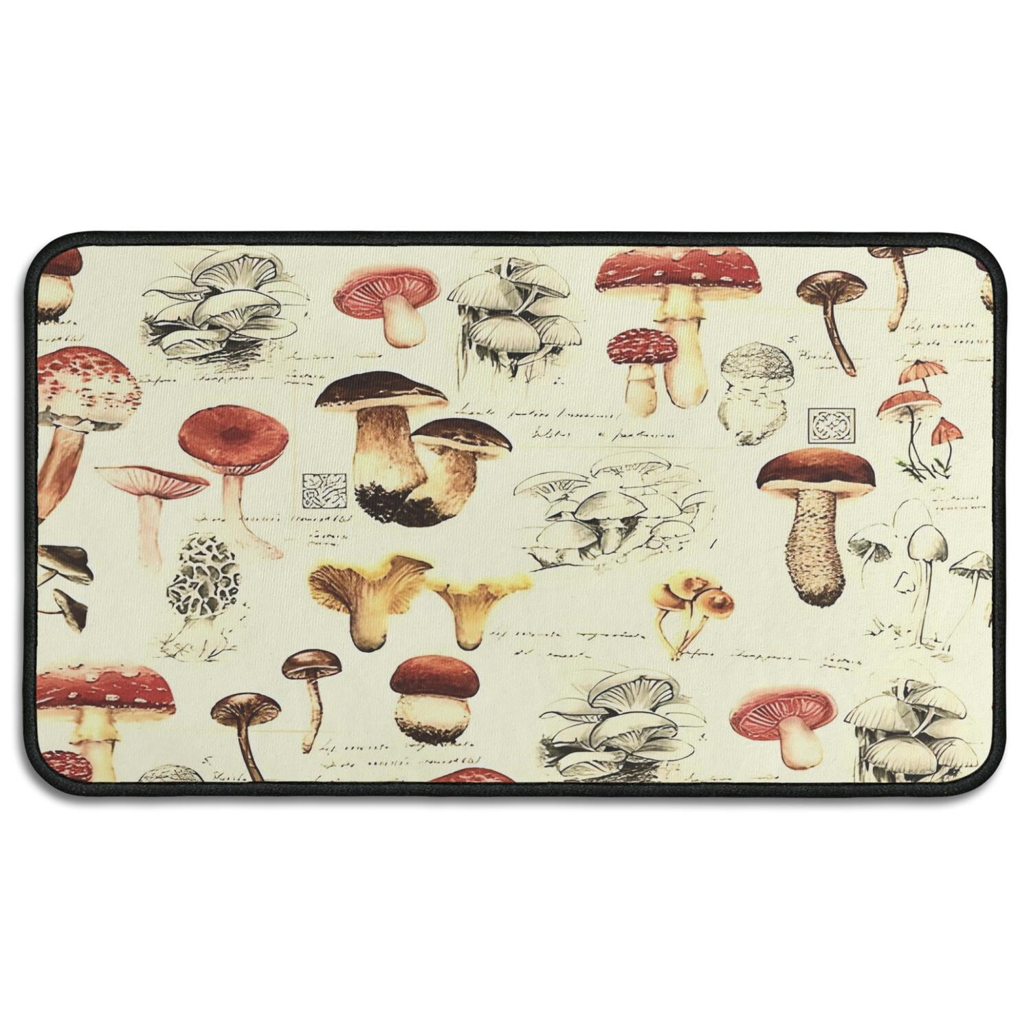 Brown Mushroom Sketch Beige Pattern Door Rugs,Washable Non Slip Door ...