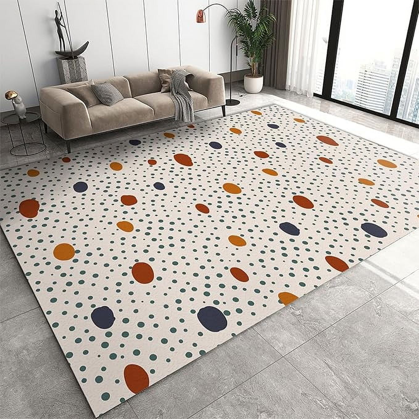 Brown Navy Orange Geometric Children Carpet, Green Dot Kids Area Rugs ...
