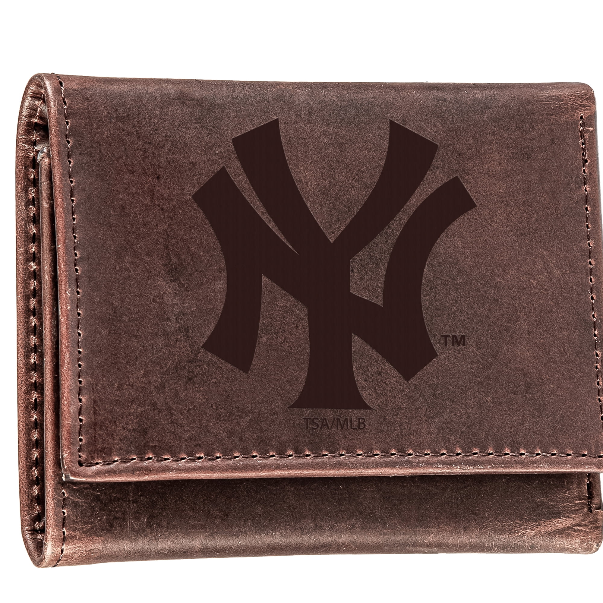 Brown New York Yankees Tri-Fold Leather Wallet - Walmart.com