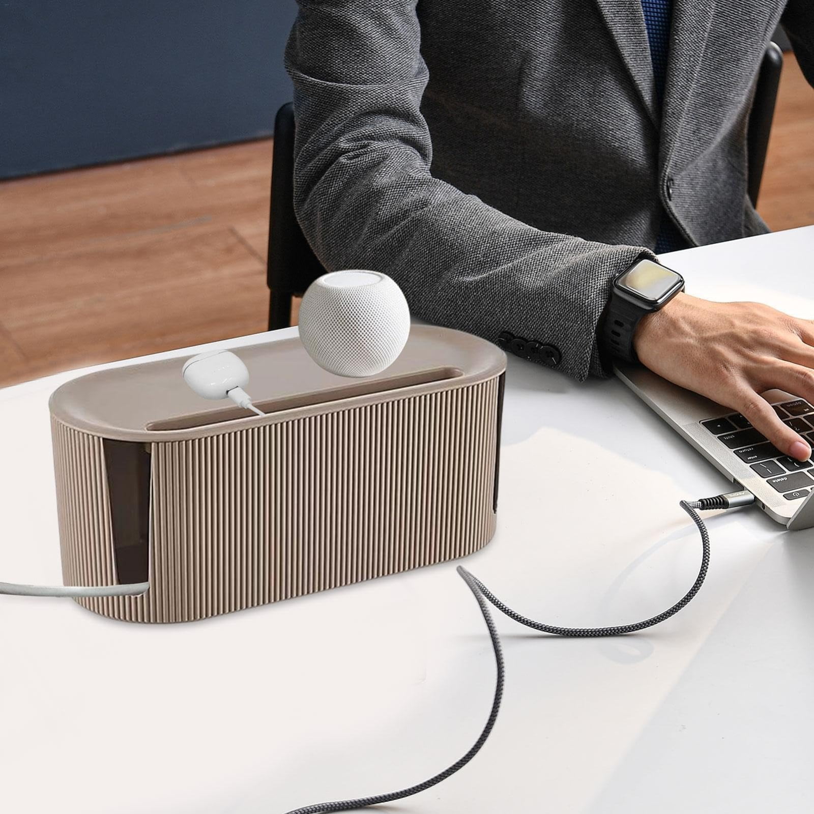 Brown No-Rdic Cable Management Box, Wire Organizer Storage Box for Desk ...
