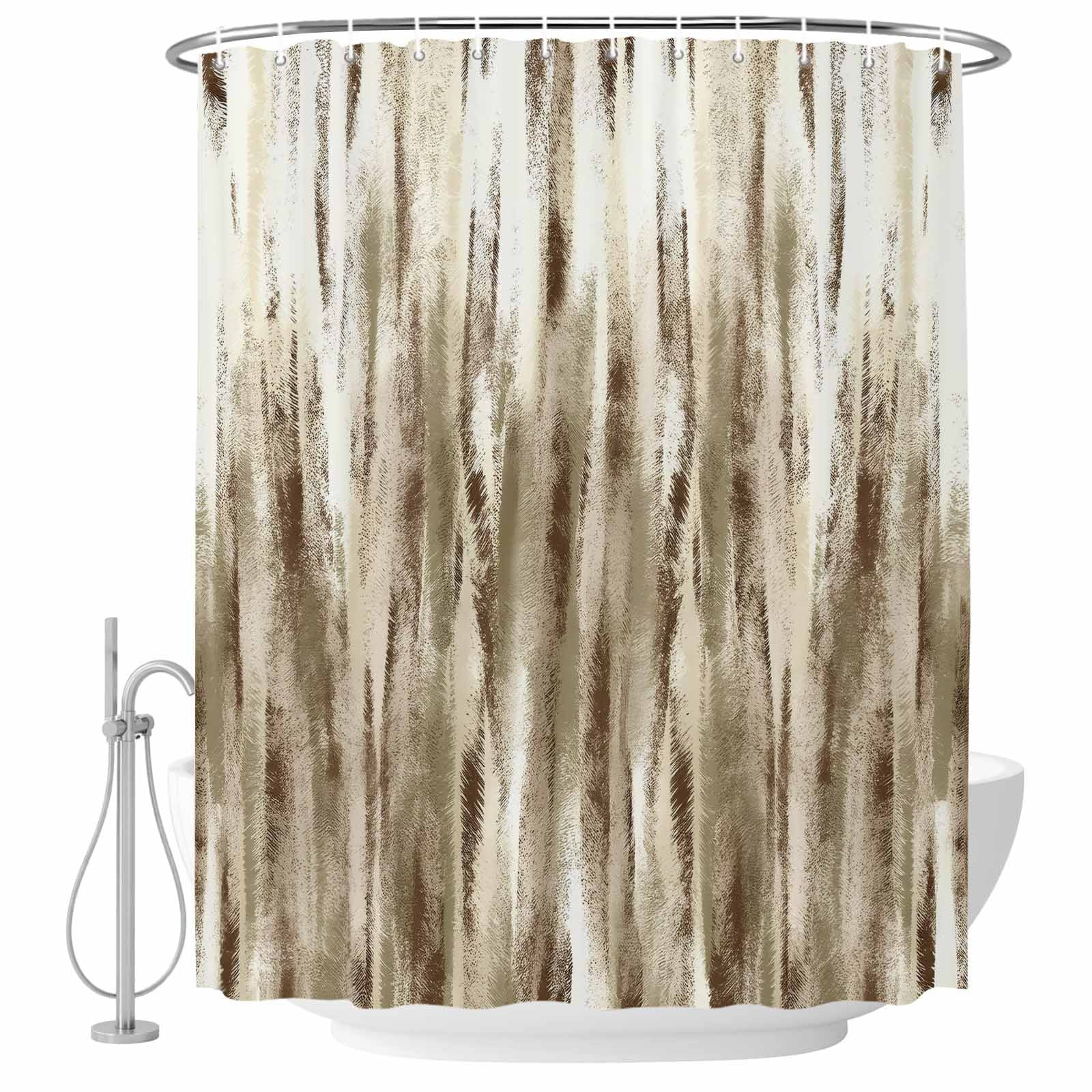 Brown Nostalgia Pencil Touches Bathroom Shower Curtains with Hooks ...
