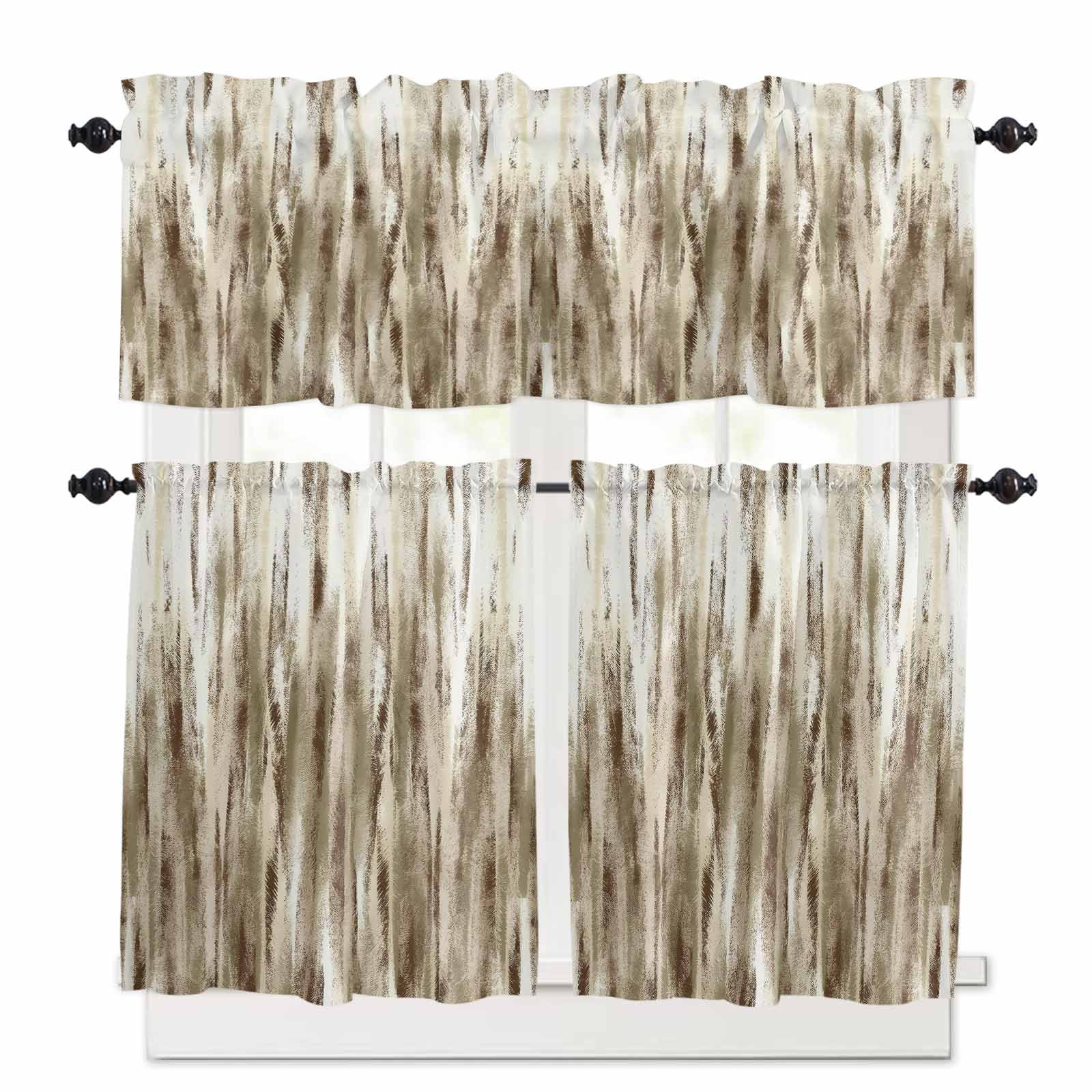 Brown Nostalgia Pencil Touches Window Curtains Valance Set of 3 ...