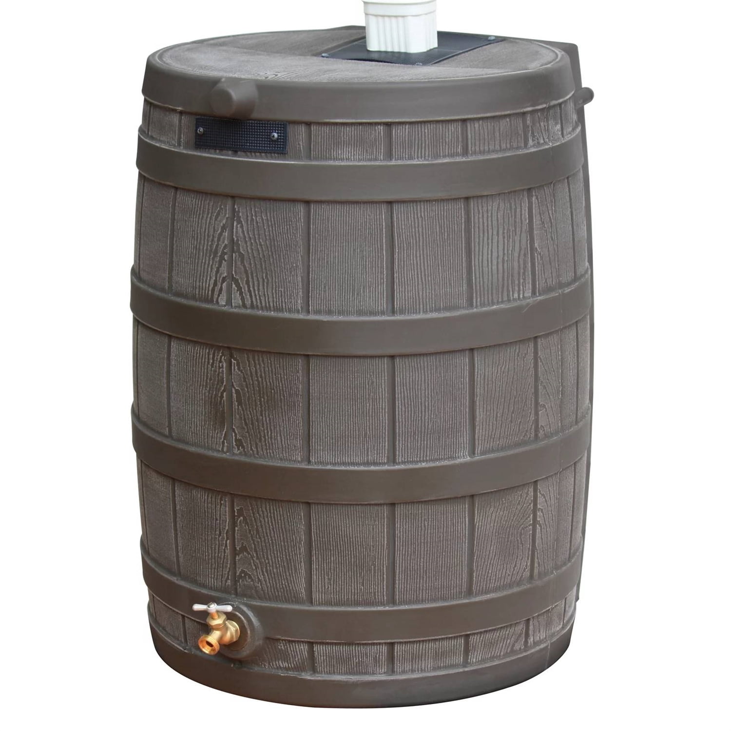 Brown Oak 50-Gallon Plastic Rain Barrel with Bottom Spigot - Walmart.com