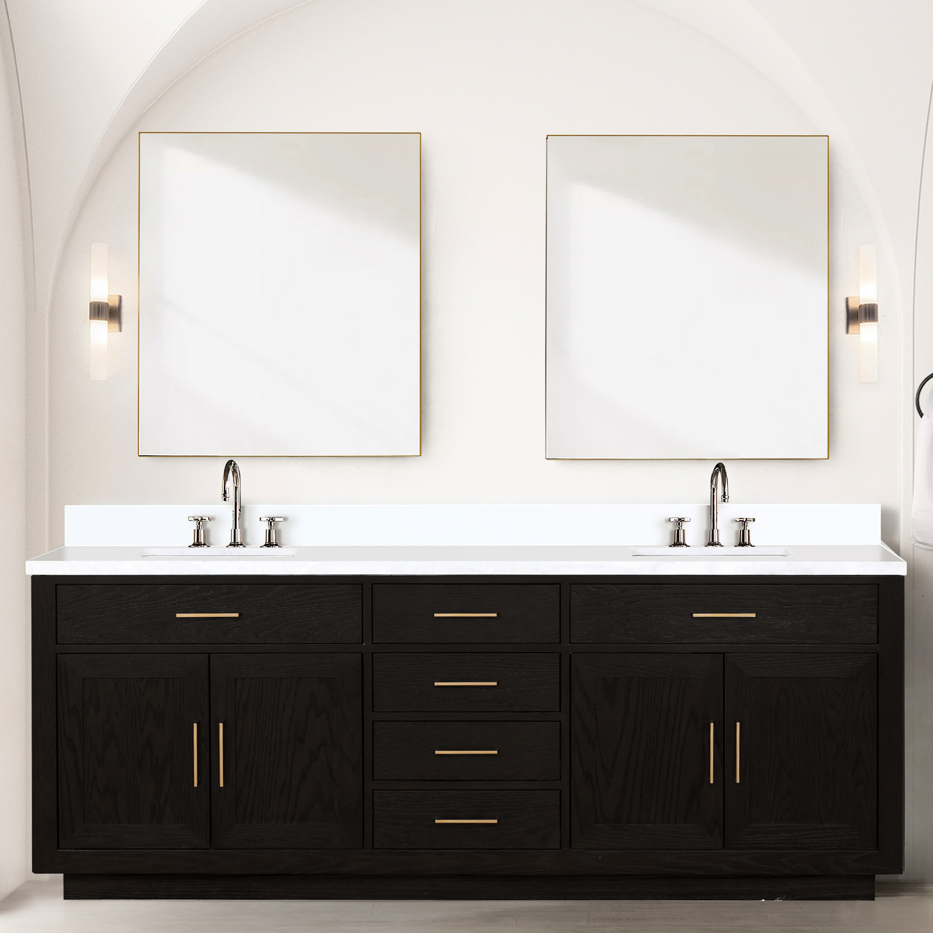 Brown Oak Double Bath Vanity 84 In. X 22 With Cultured Marble Counter ...
