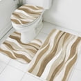 Brown Ocean Waves Bathroom Rugs Set Abstract Modern Ombre Stripes Non ...