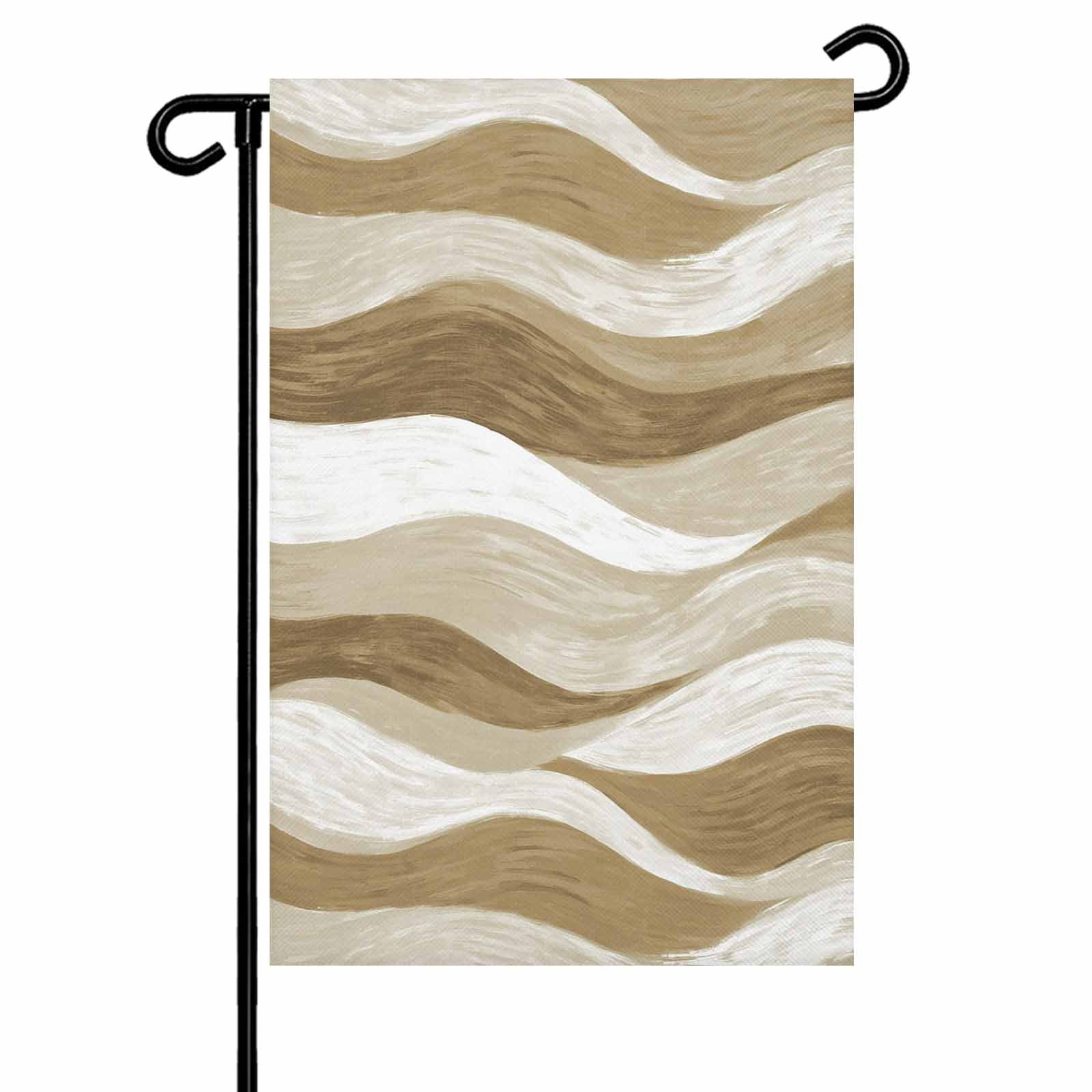 Brown Ocean Waves Garden Flag 28x40 Inch Abstract Modern Ombre Stripes ...
