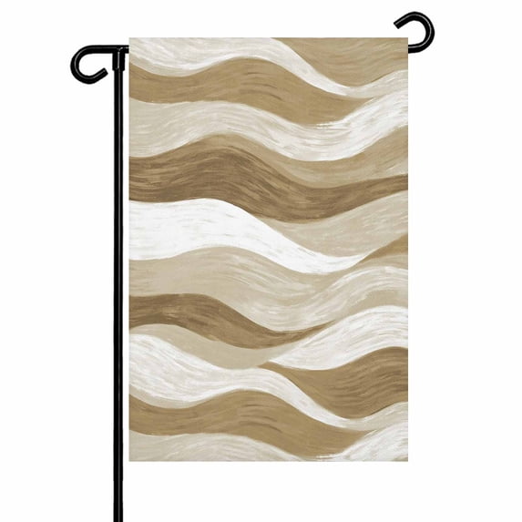 Brown Ocean Waves Garden Flag 28x40 Inch Abstract Modern Ombre Stripes ...