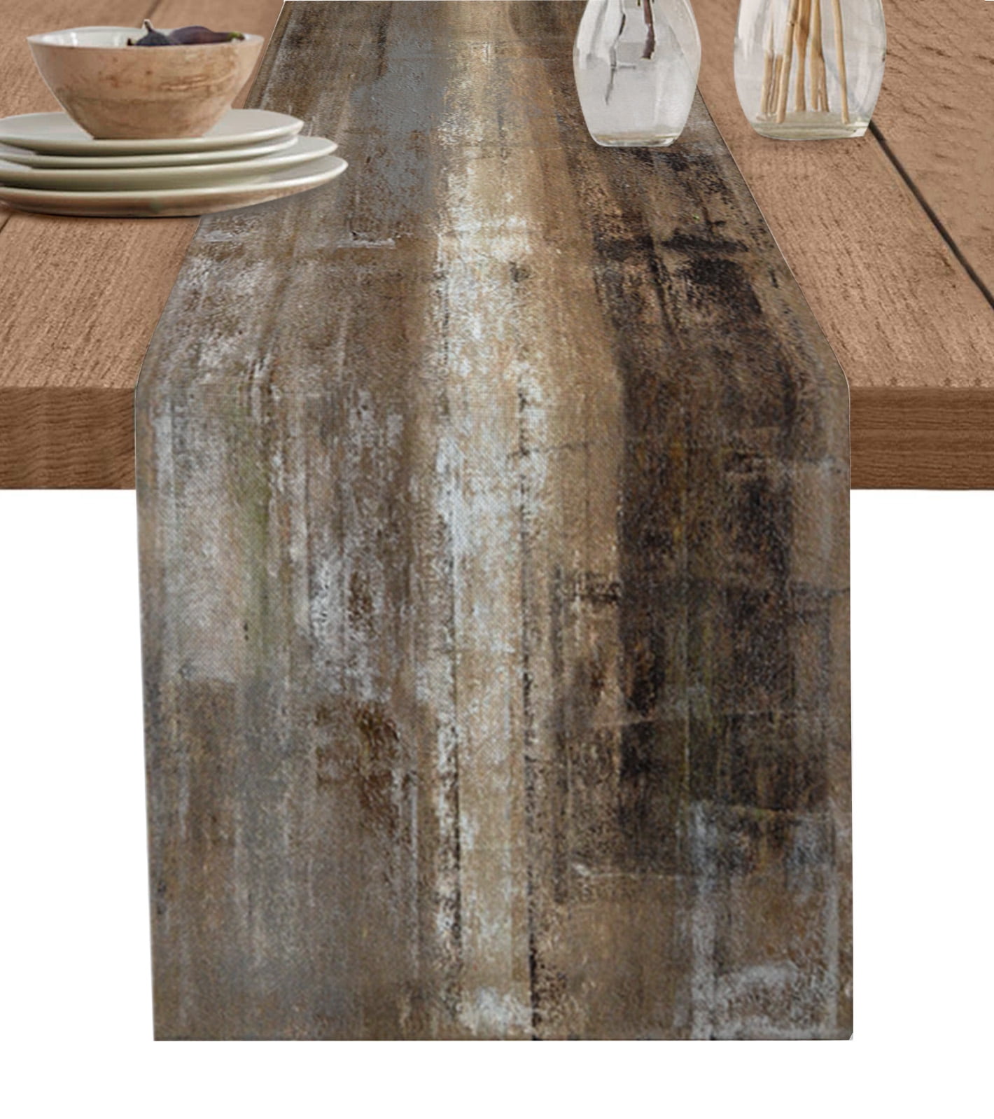 Brown Oil Painting Abstract Geometric Table Runner Home Wedding Table ...