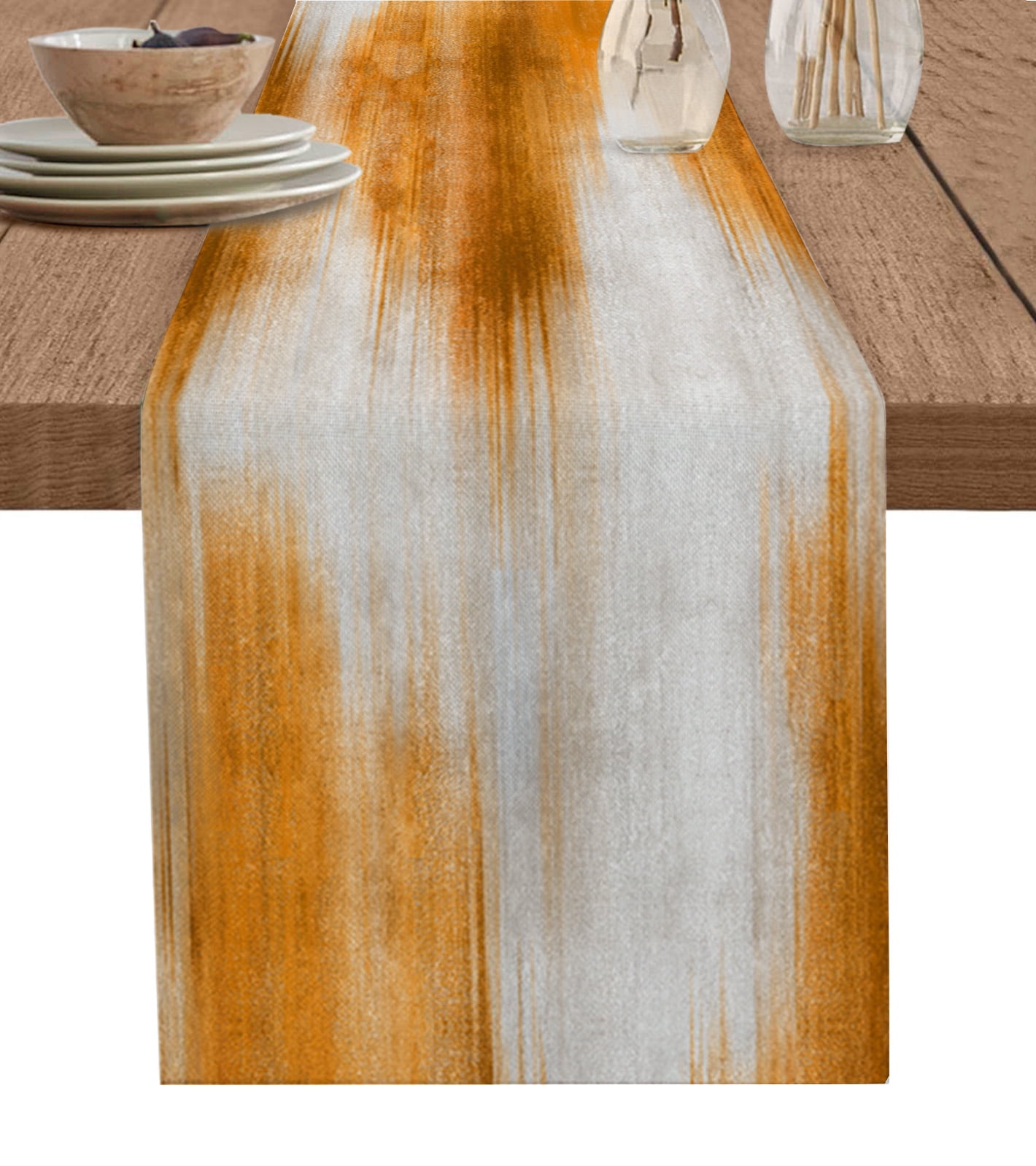 Brown Oil Painting Abstract Geometric Table Runner Home Wedding Table ...