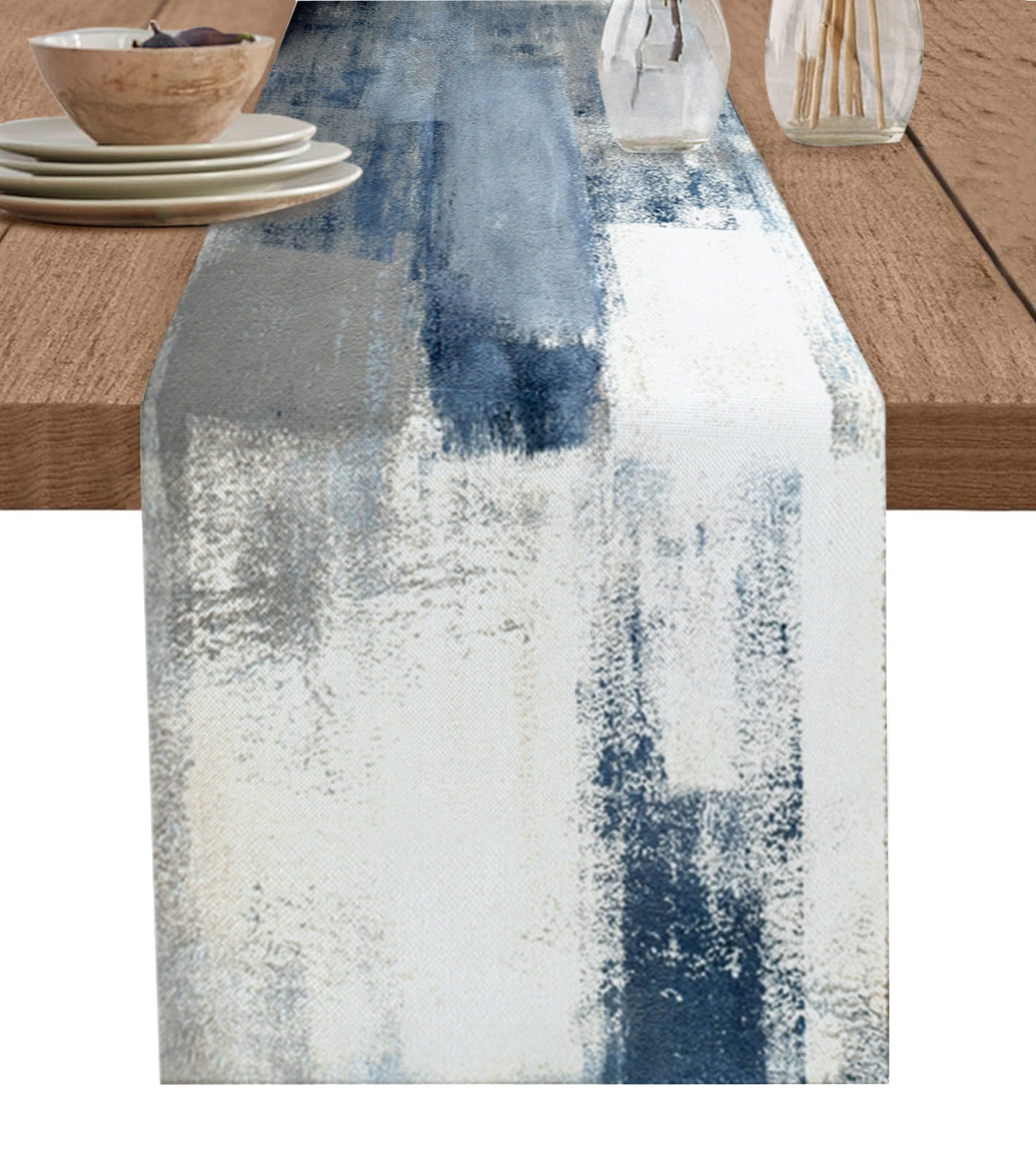 Brown Oil Painting Abstract Geometric Table Runner Home Wedding Table ...