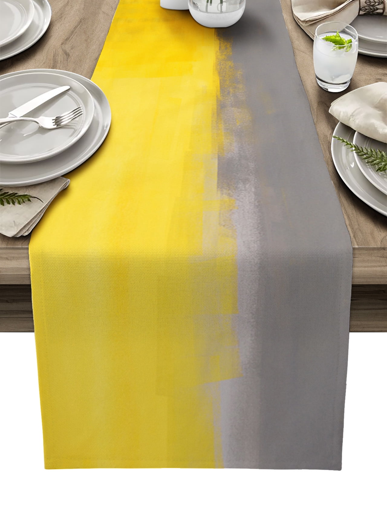 Brown Oil Painting Abstract Geometric Table Runner Home Wedding Table ...