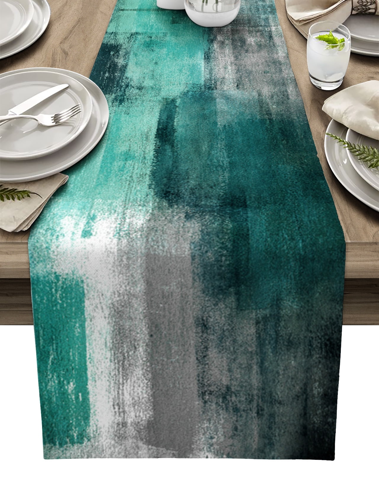 Brown Oil Painting Abstract Geometric Table Runner Home Wedding Table ...